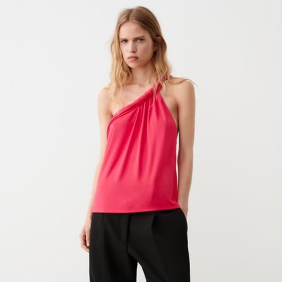 Zara | Tops | Nwt Zara Asymmetrical Fuschia Top | Poshmark